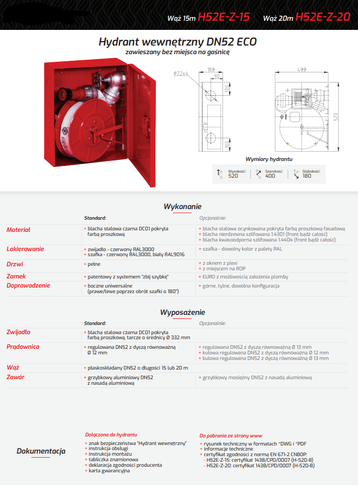 Hydrant DN52 ECO bez miejsca na gaśnicę (K) - najlepsze ceny i opinie ️ ...